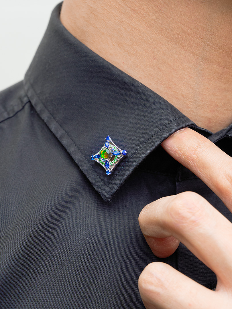 Amun-Ra Dusk Ammolite Collar Pin - Kaimirra