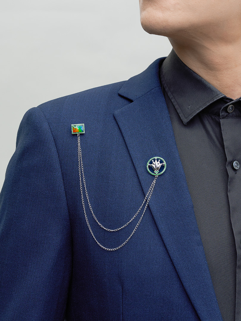 Amun-Ra Lotus Ammolite Dual Chain Brooch - Kaimirra