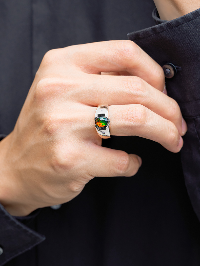 Diem Prime Ammolite Signet Ring - Kaimirra