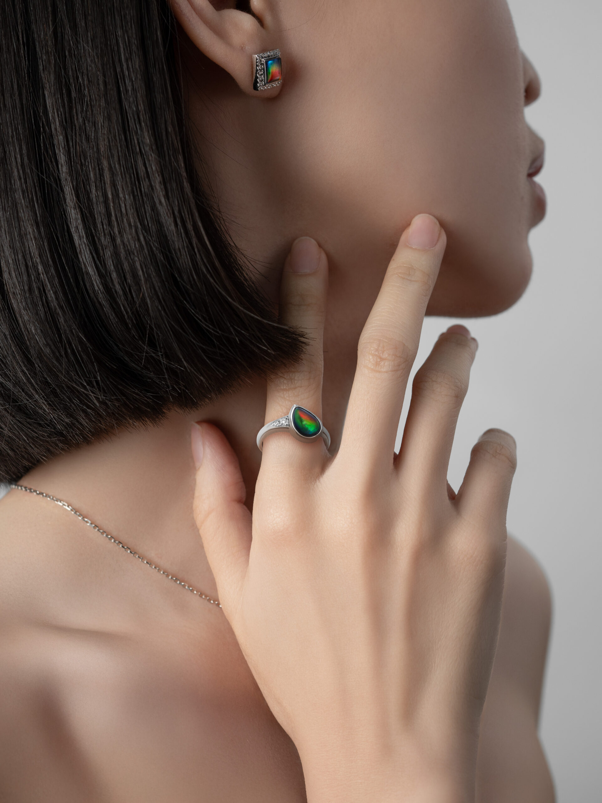 Everglow Angle Ammolite Ring - Kaimirra